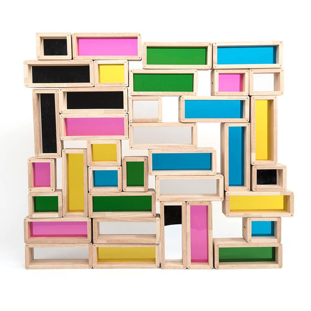 Rainbow Wooden Building Bricks 36pcs – EASE