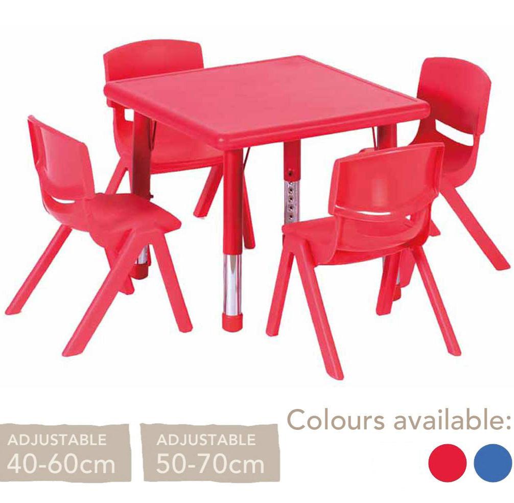 Adjustable Polyethylene Square Table and Chairs - All Heights and Colo ...