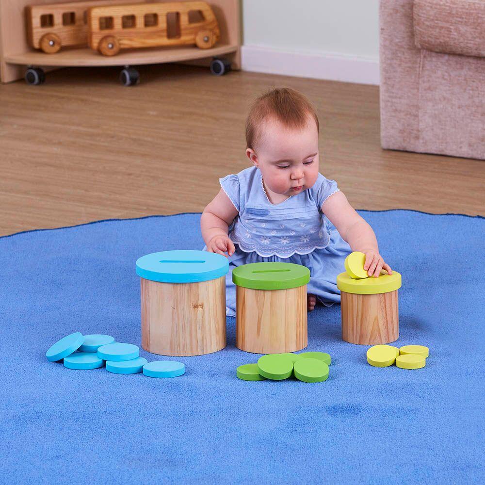 Colour Matching Posting Pots Wooden Discs Babies & Toddlers| Early ...