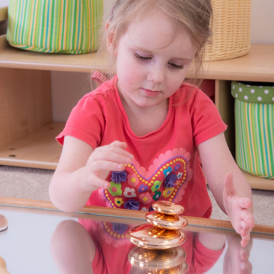 Sensory Mirrored Stacking Pebbles Bronze 4pk – EASE